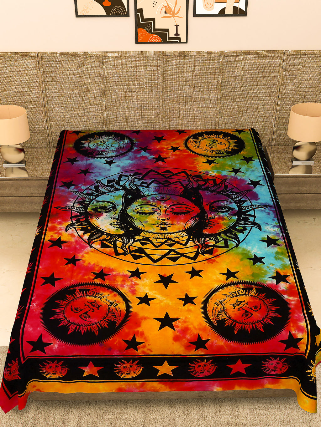 Cotton Bed Sheets – Boho Tie Dye Single Sheet | Crystal Heal