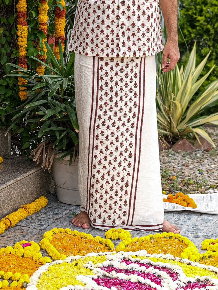 Keshav Dhoti – Traditional Cotton Dhoti for Onam | Crystal Heal