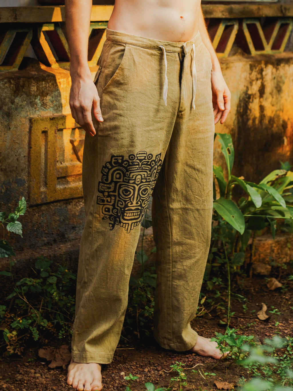 Mayan Pants – Straight Fit Tribal Print Cotton | Crystal Heal