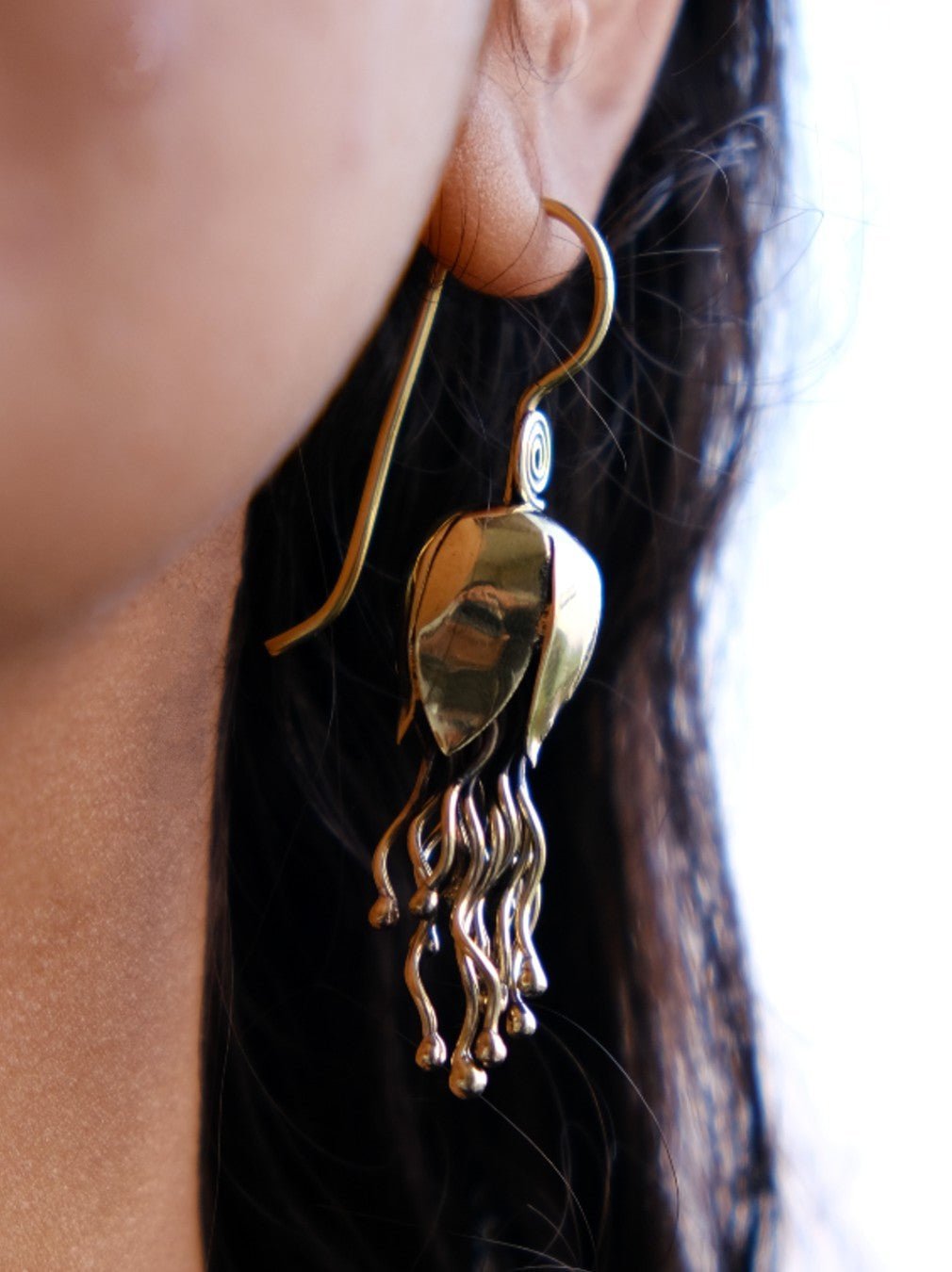 Panopyra Earrings | Handcrafted Golden Earrings | Flower Earrings ...